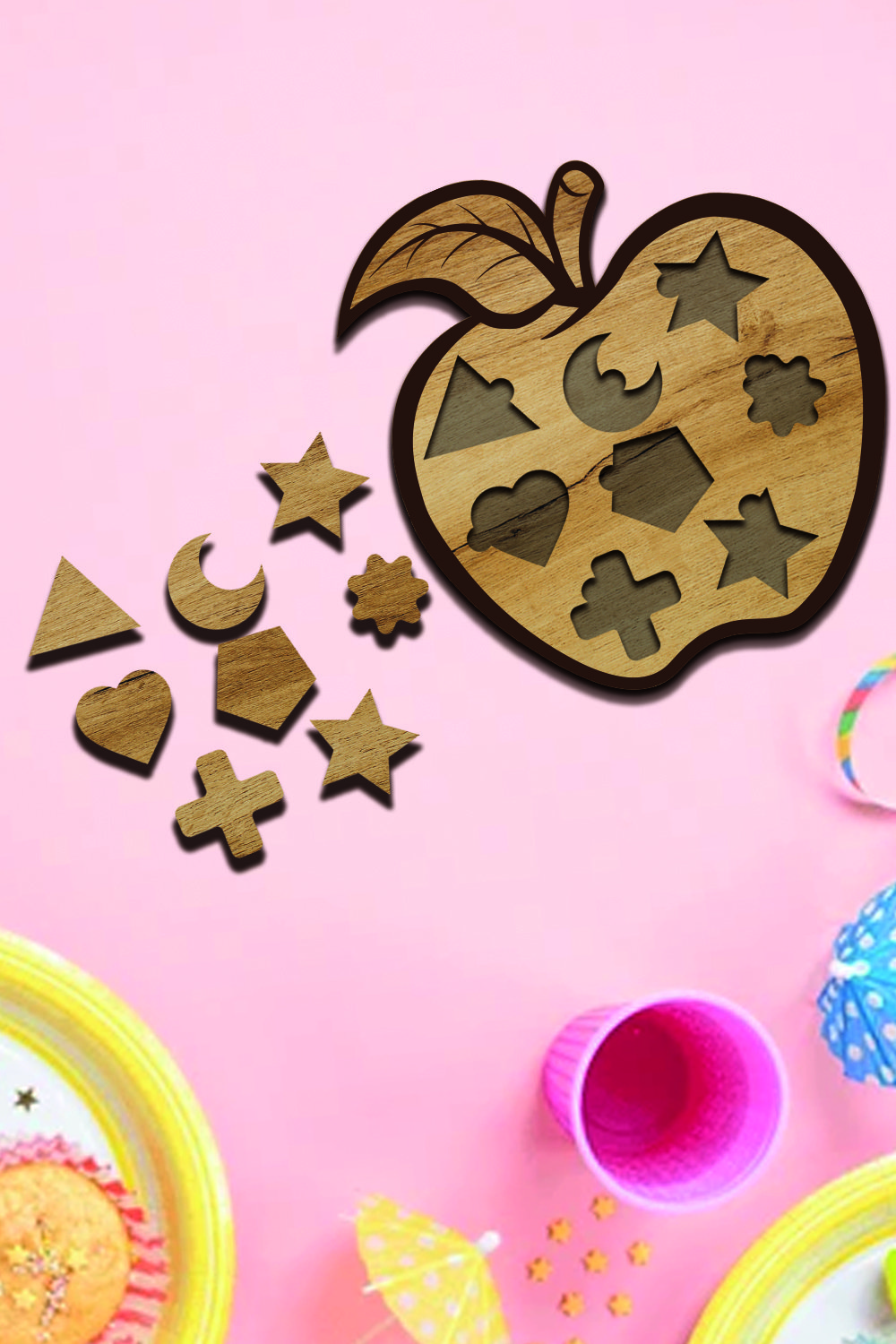 Apple Shape Puzzle For Kids, Laser Cut File