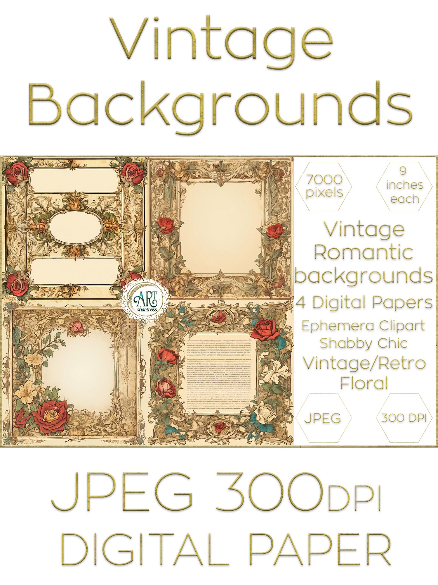 Vintage Classic digital papers Bohemian Floral (3212665)