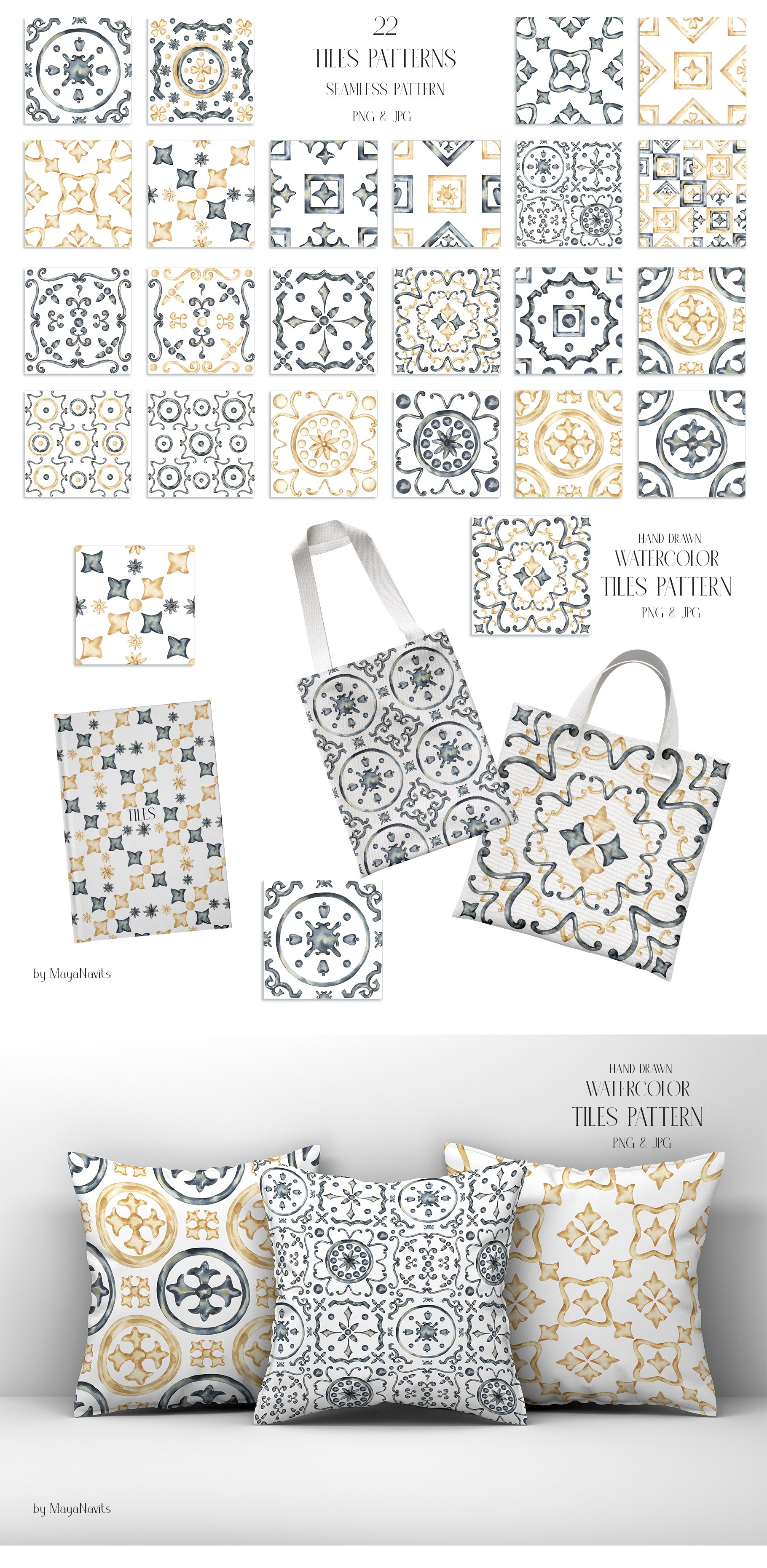 Watercolor Tiles & Patterns Bundle