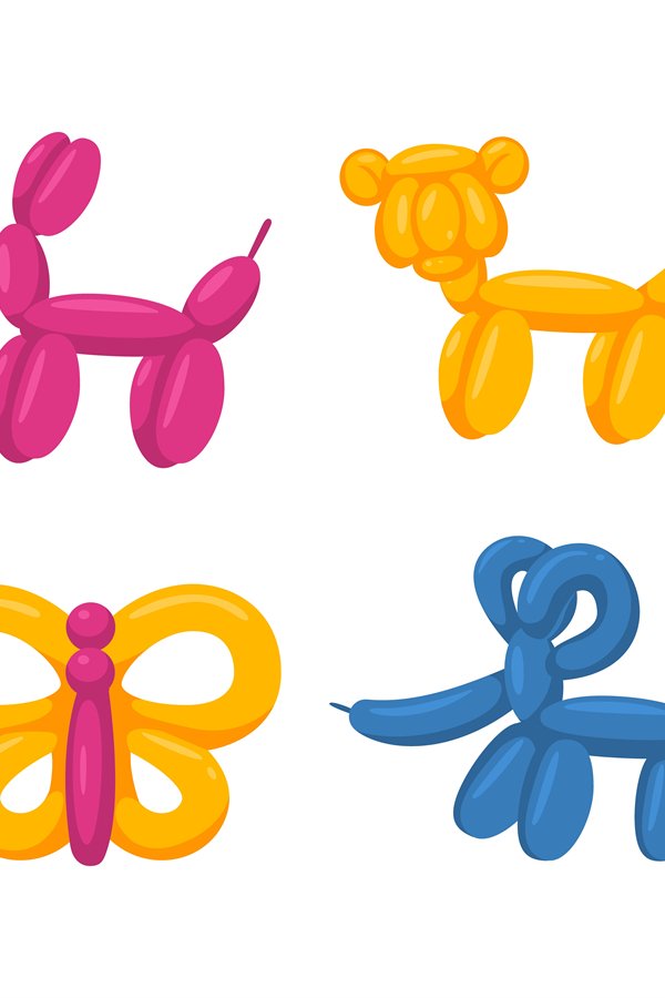 Balloons animals. Kids party decoration, air rubber balloons