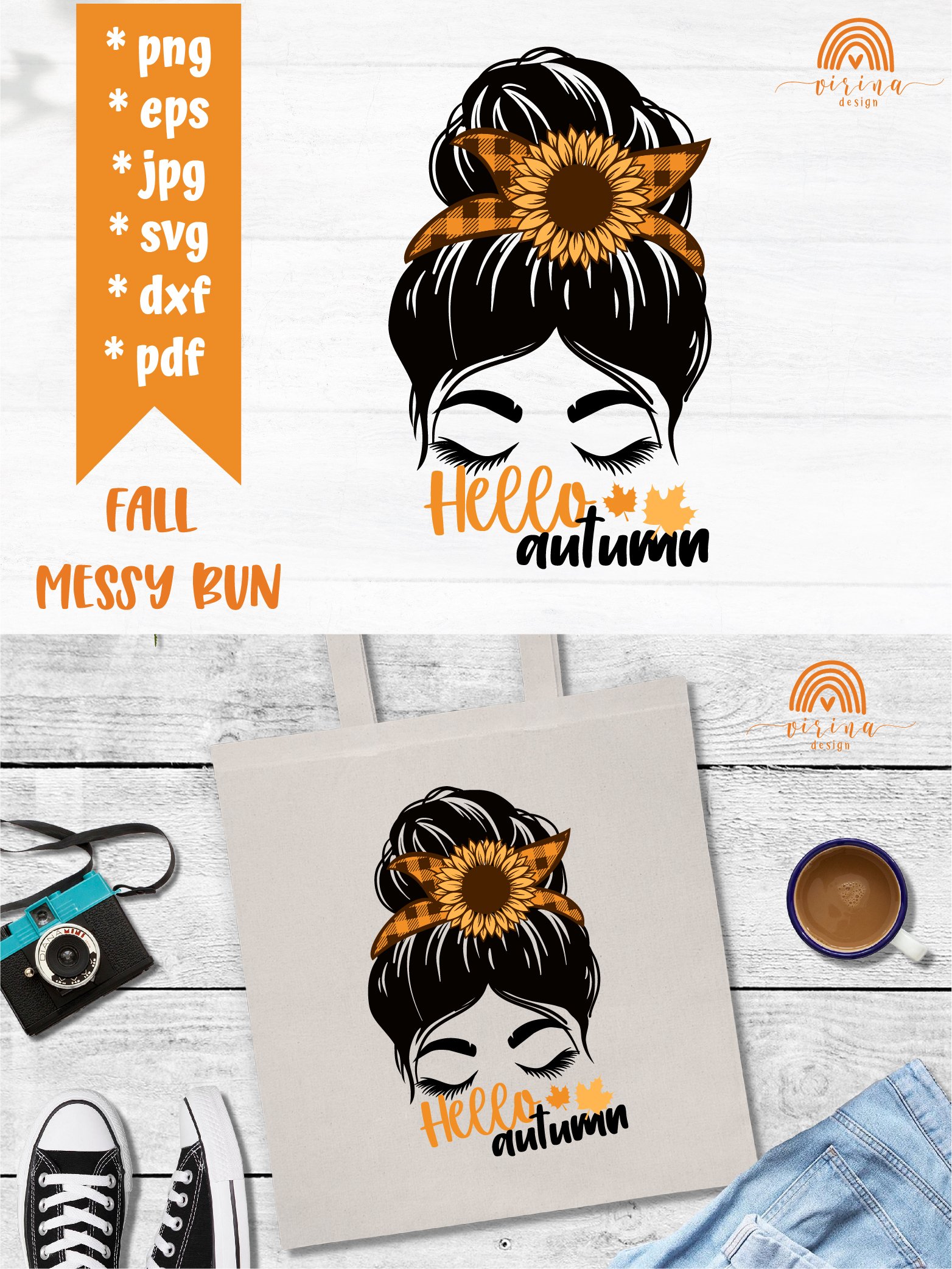 Fall Messy Bun SVG, Autumn Messy bun bundle Mommy life