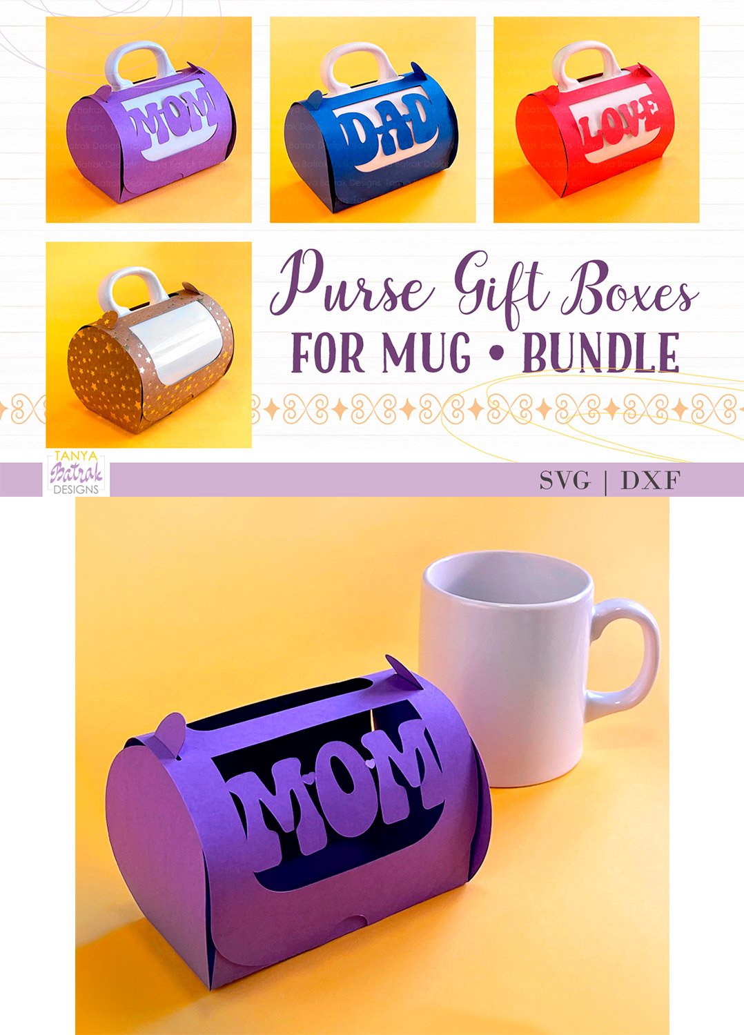 Purse Gift Box for Mug BUNDLE, Box SVG, Gift Box