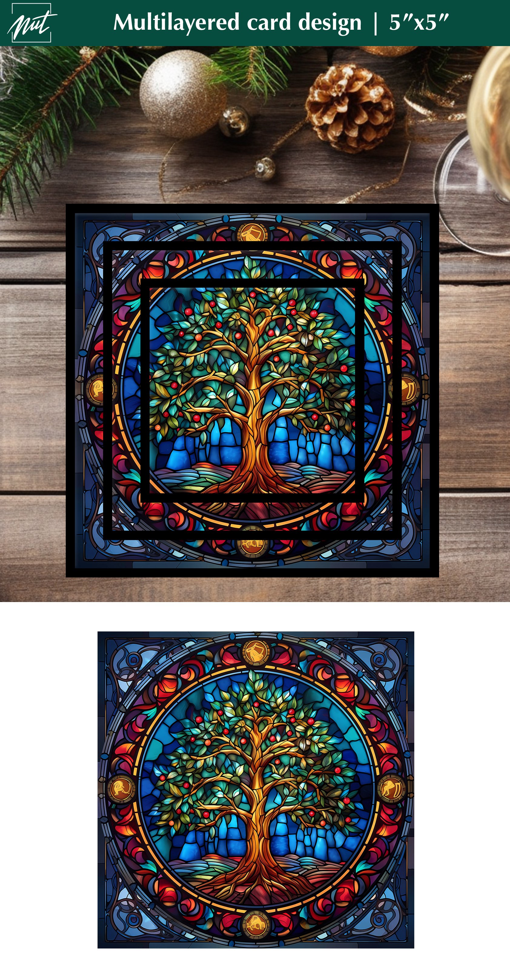 Stained glass cards, Christmas stained glass printable card