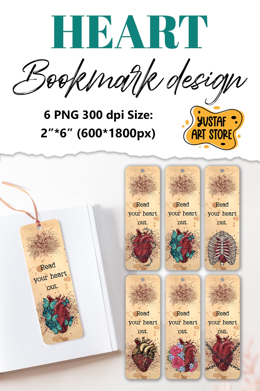 Anatomical Heart Bookmark bundle. Read your heart out