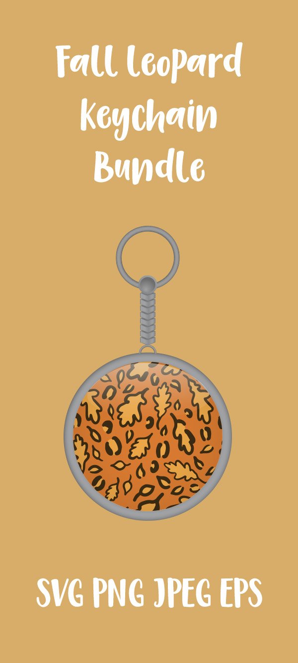 Fall leaves leopard keychain bundle SVG. Autumn keychain