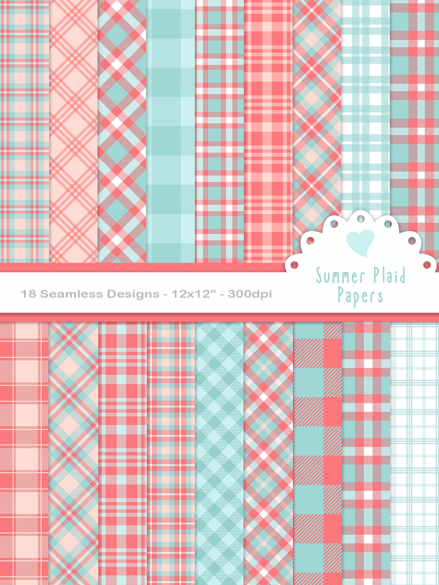 Summer plaid planner papers, seamless scrapbook (2078977)