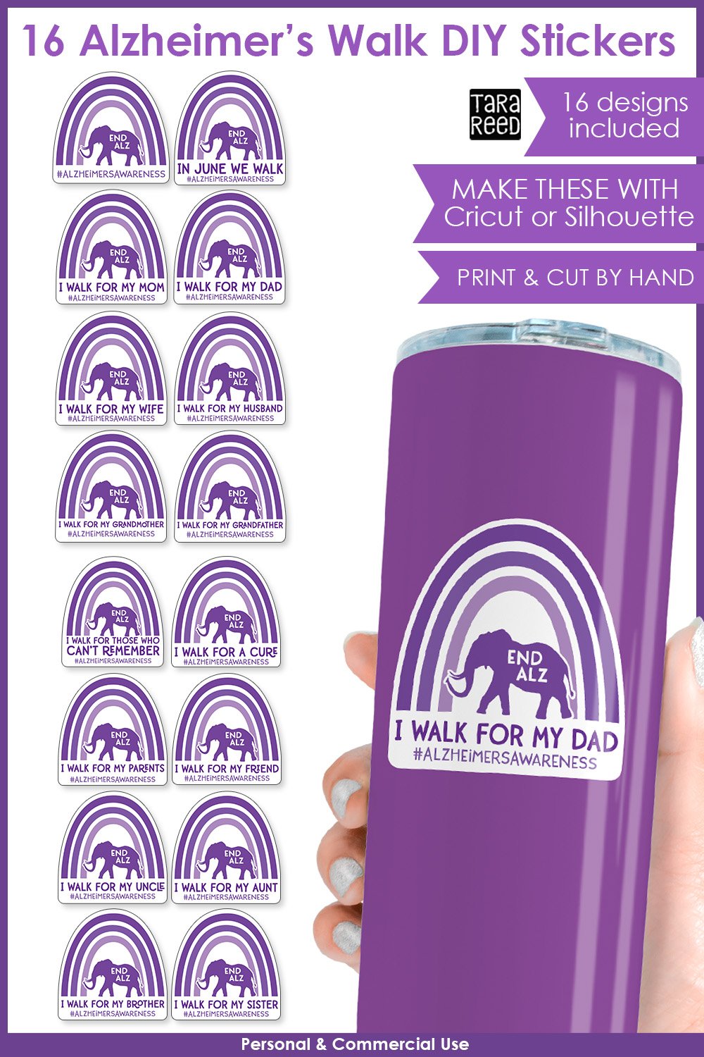 Printable Alzheimer's Walk Stickers | Alzheimer's Awareness