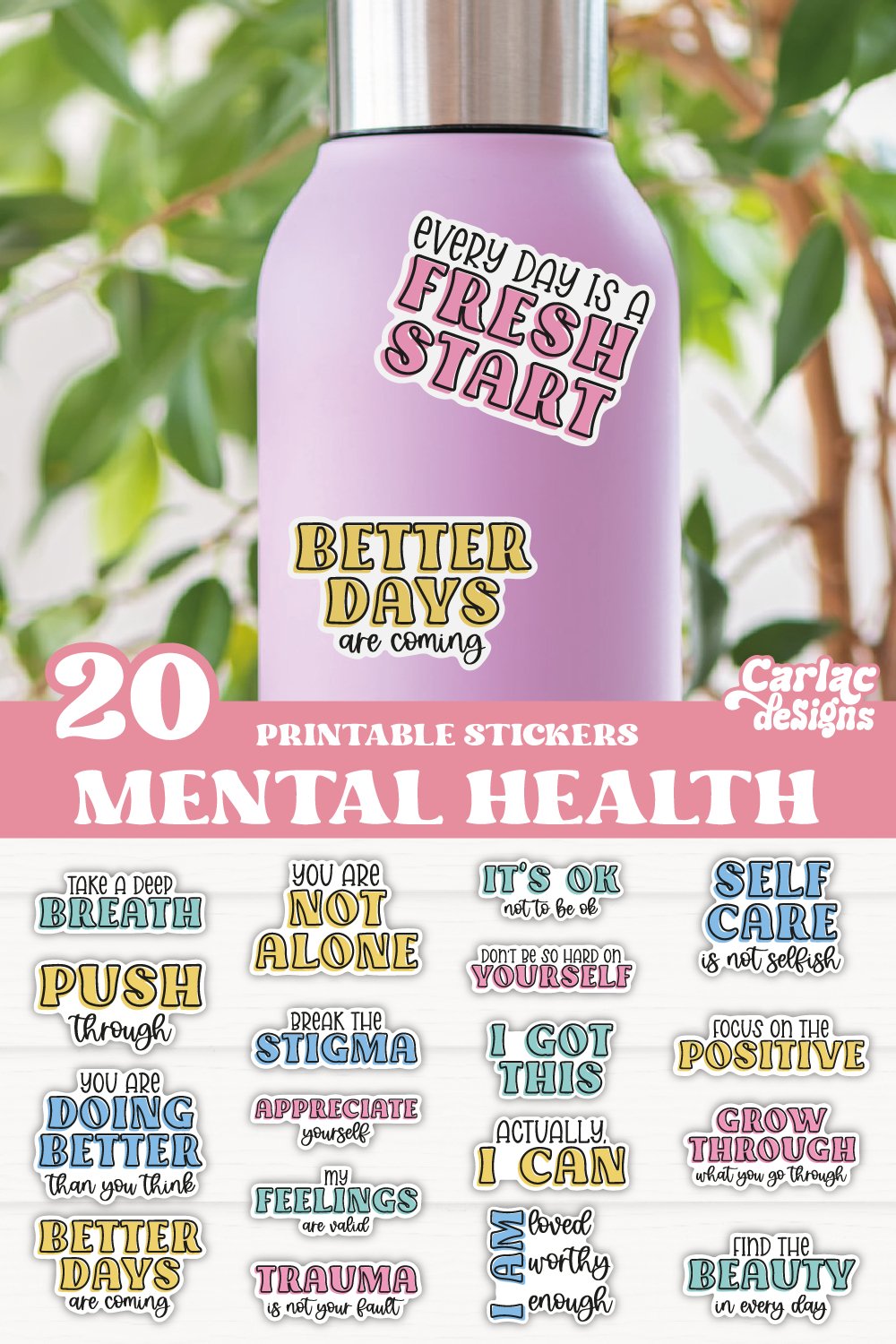 Mental Health Stickers Bundle | Motivational Stickers Bundle