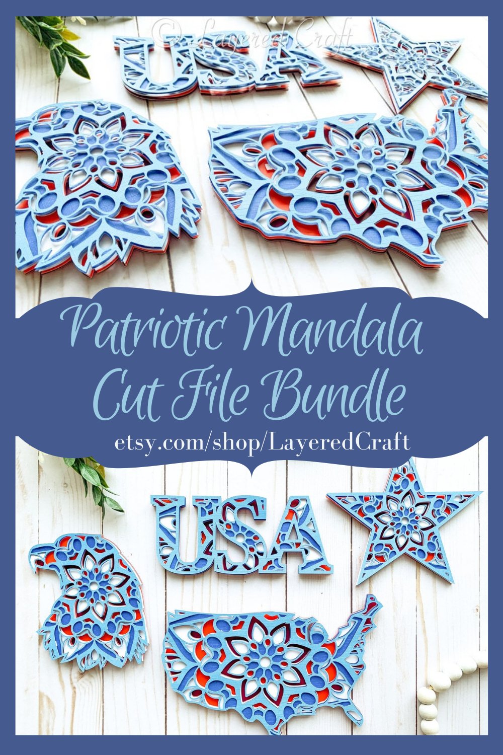 3D Patriotic America USA Mandala Bundle - Layered Digital