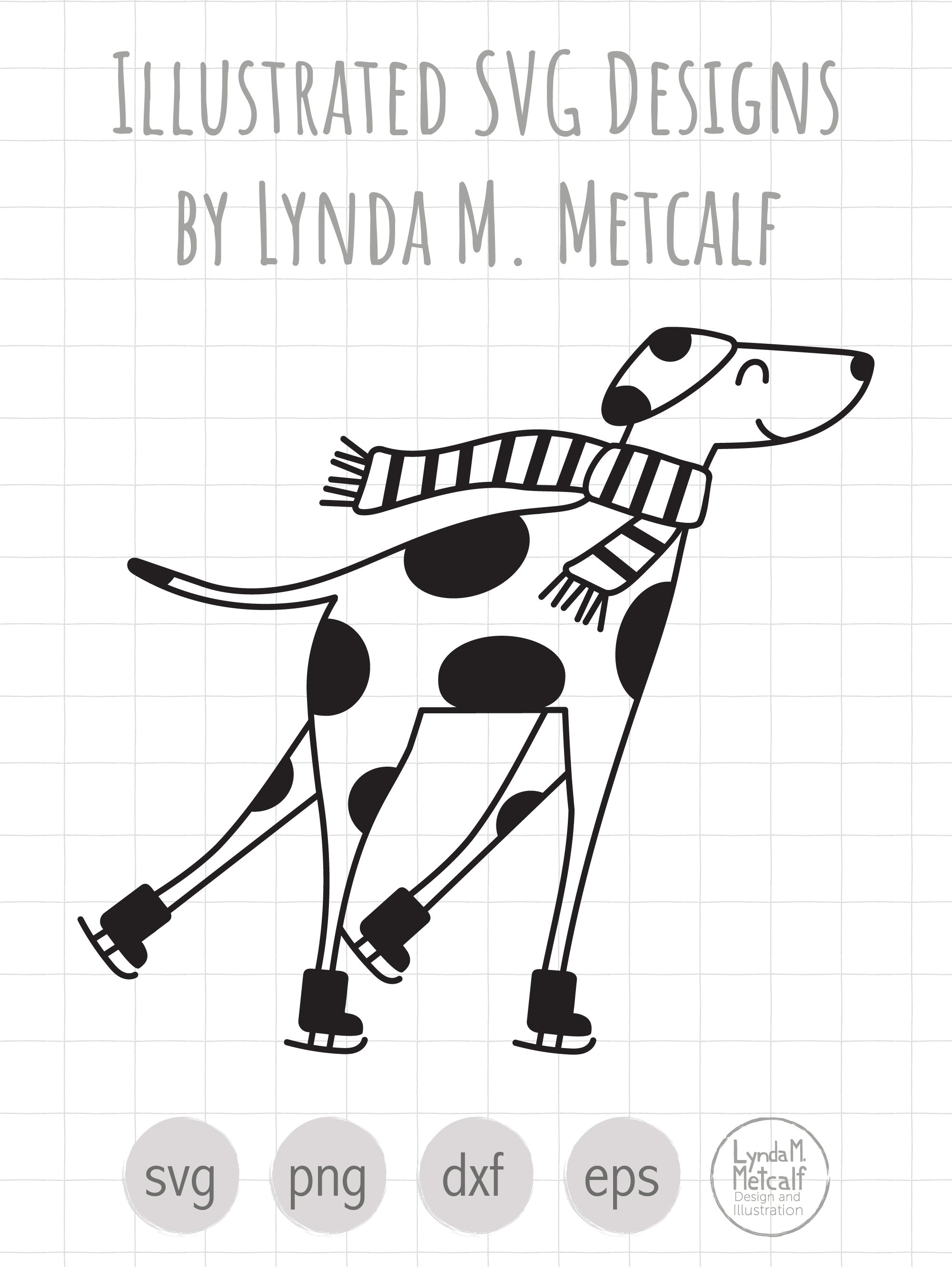 Winter Dog Svg, Ice Skating Dog Svg, Dalmatian Svg