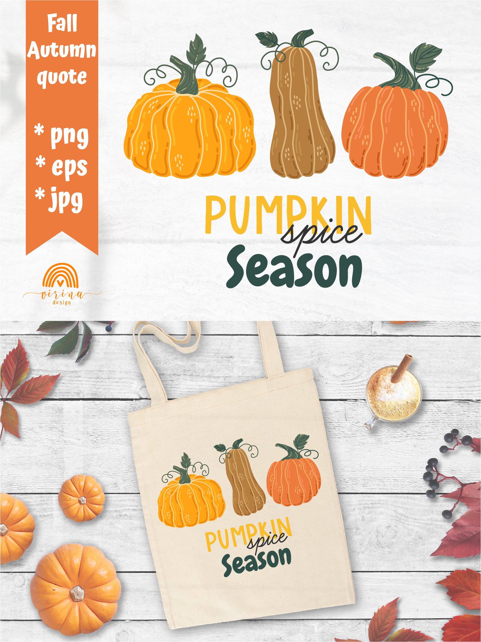 Autumn Clipart Bundle. Fall clip art png, eps. jpeg