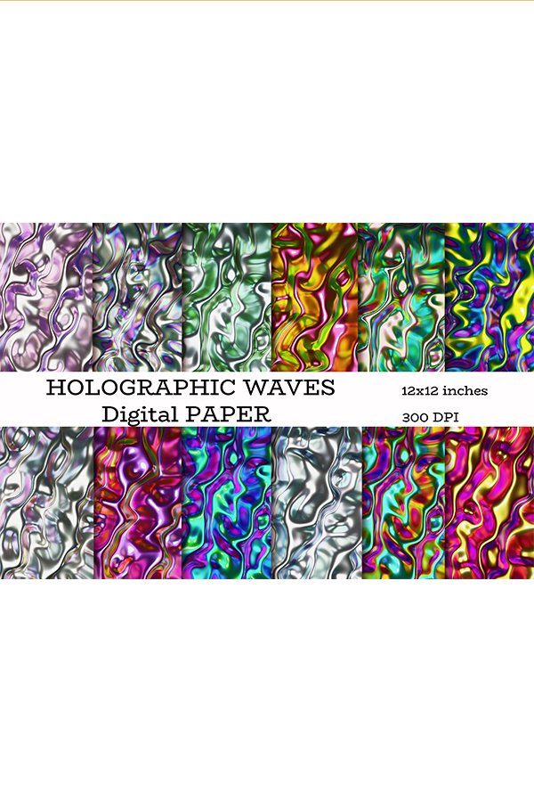 Metallic holographic waves digital paper
