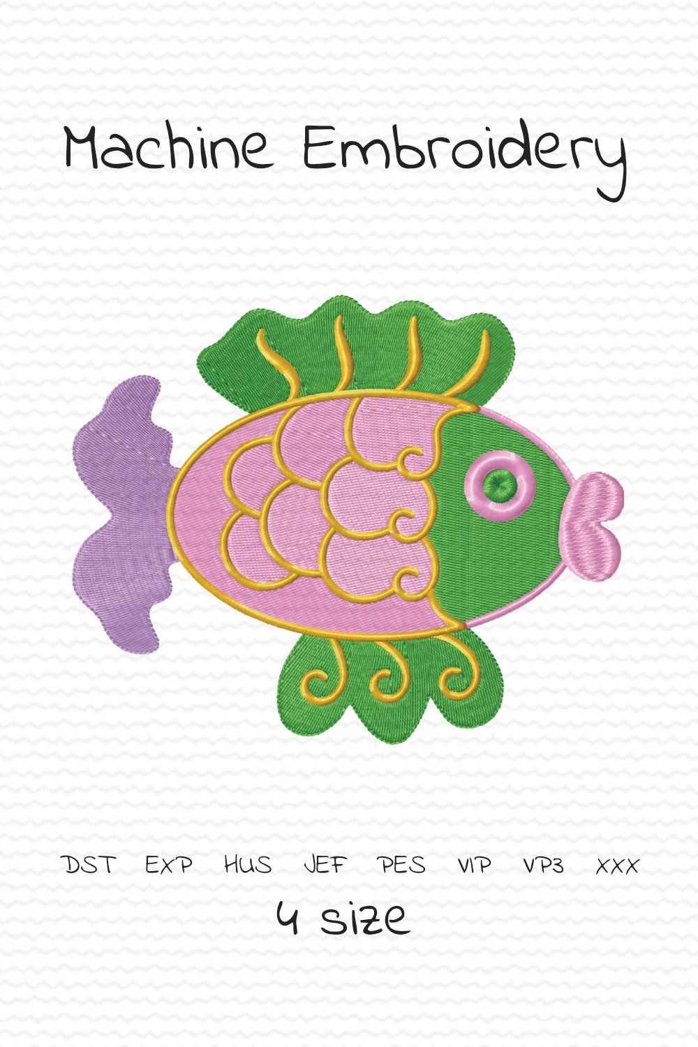 Cartoon fish with swirl | Machine embroidery design