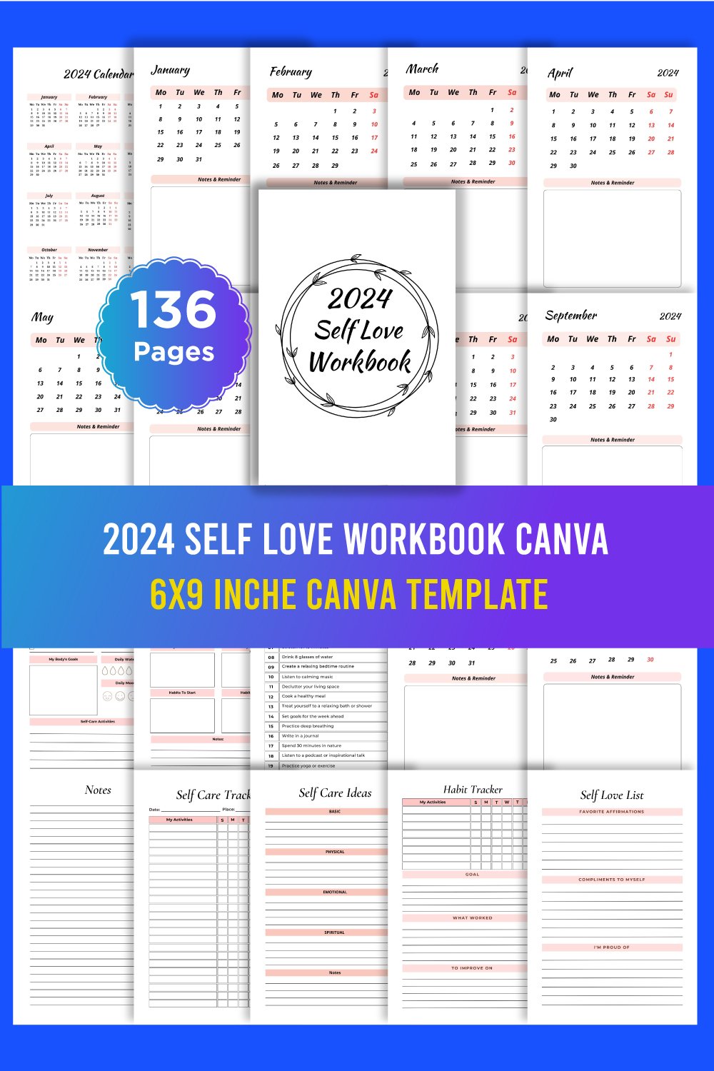 2024 Self Love Workbook Canva Interior