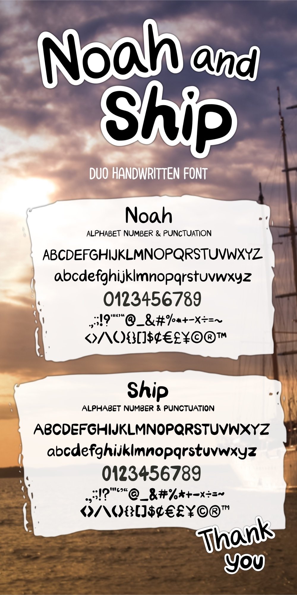 Noah & Ship Duo Handwritten Fonts