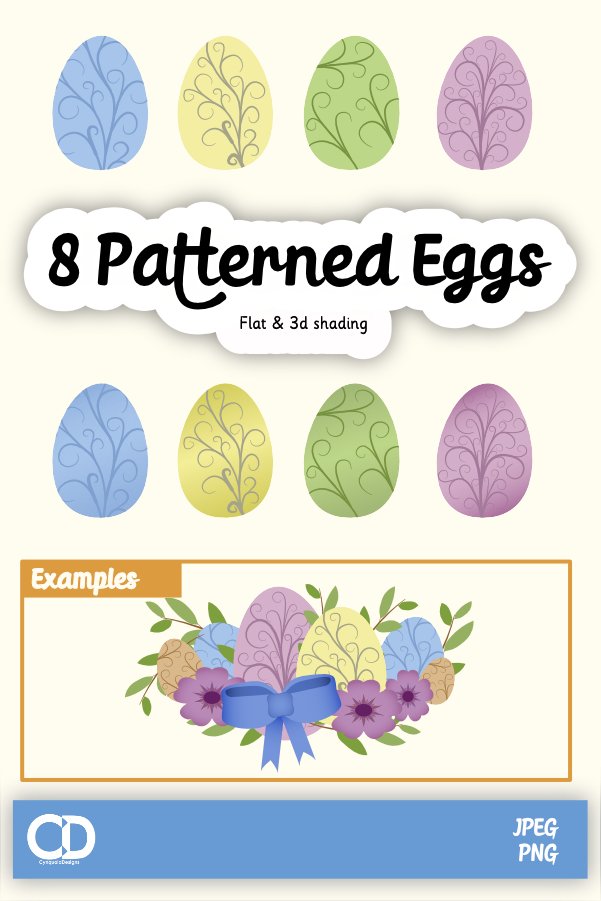 8 Curly Patterned Eggs - Easter Eggs