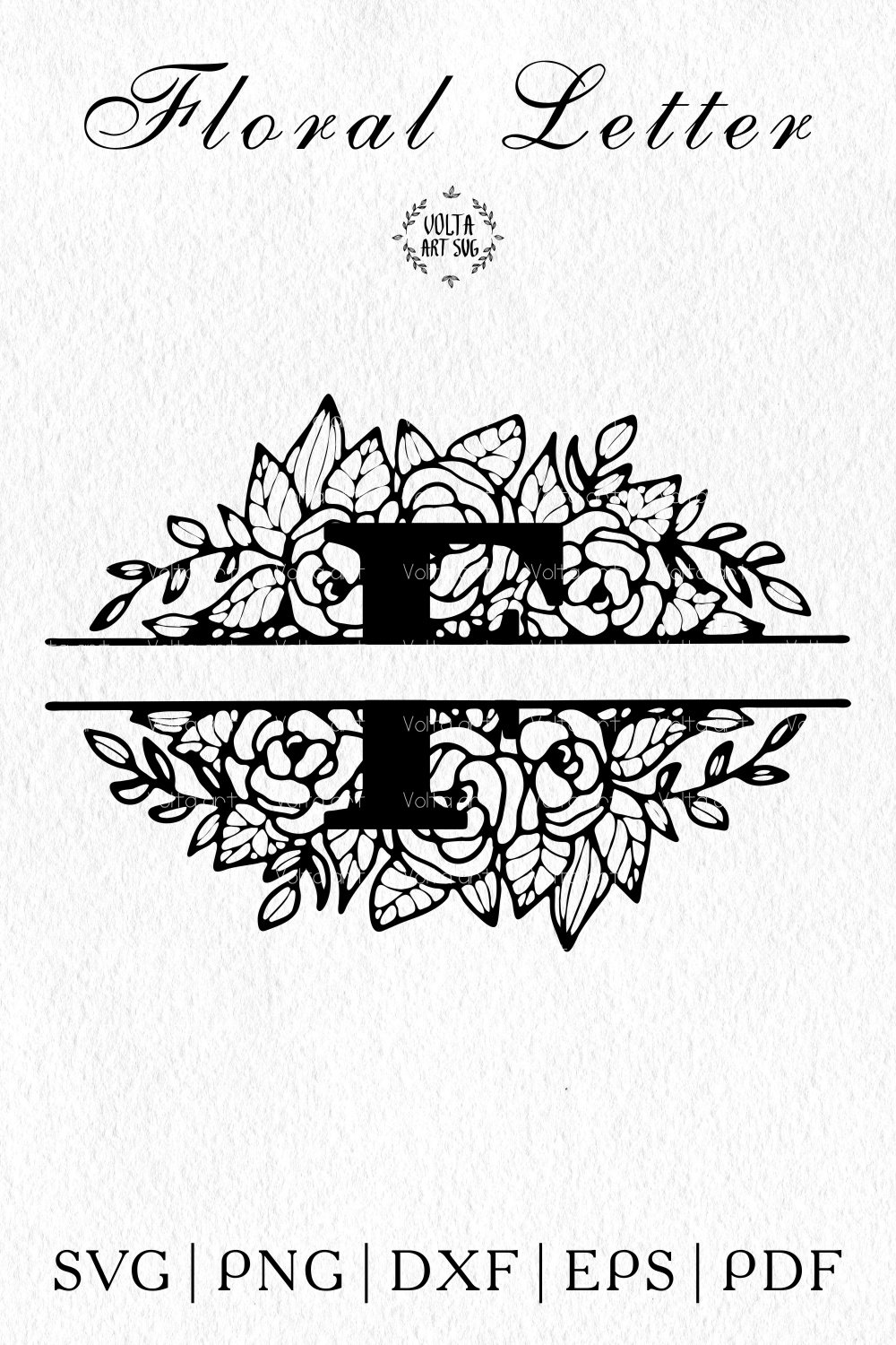 Floral Letter F svg, Flower Letter F, Split Monogram Letter