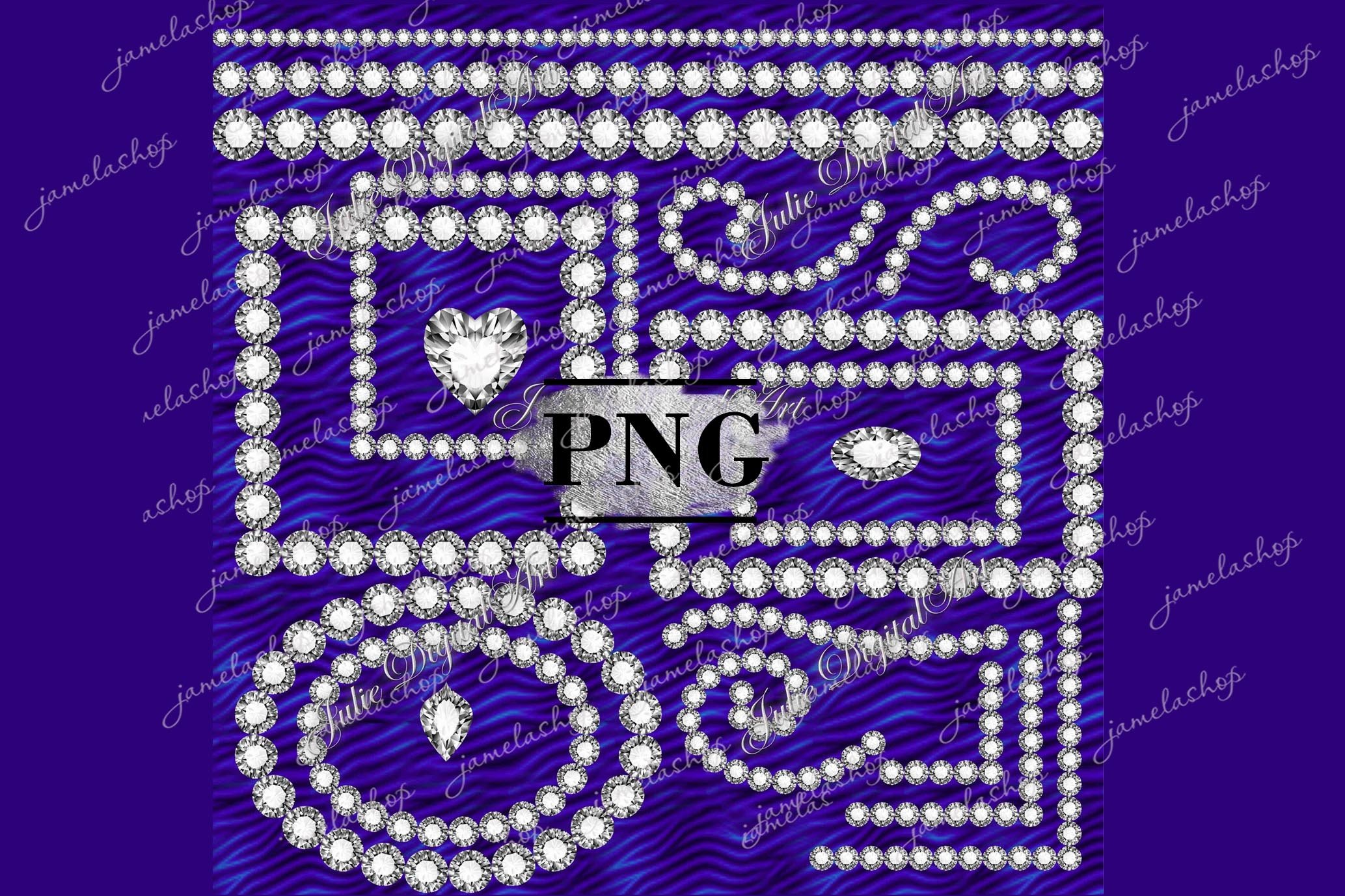 Rhinestone frame and borders png, Diamond overlay (1545934)