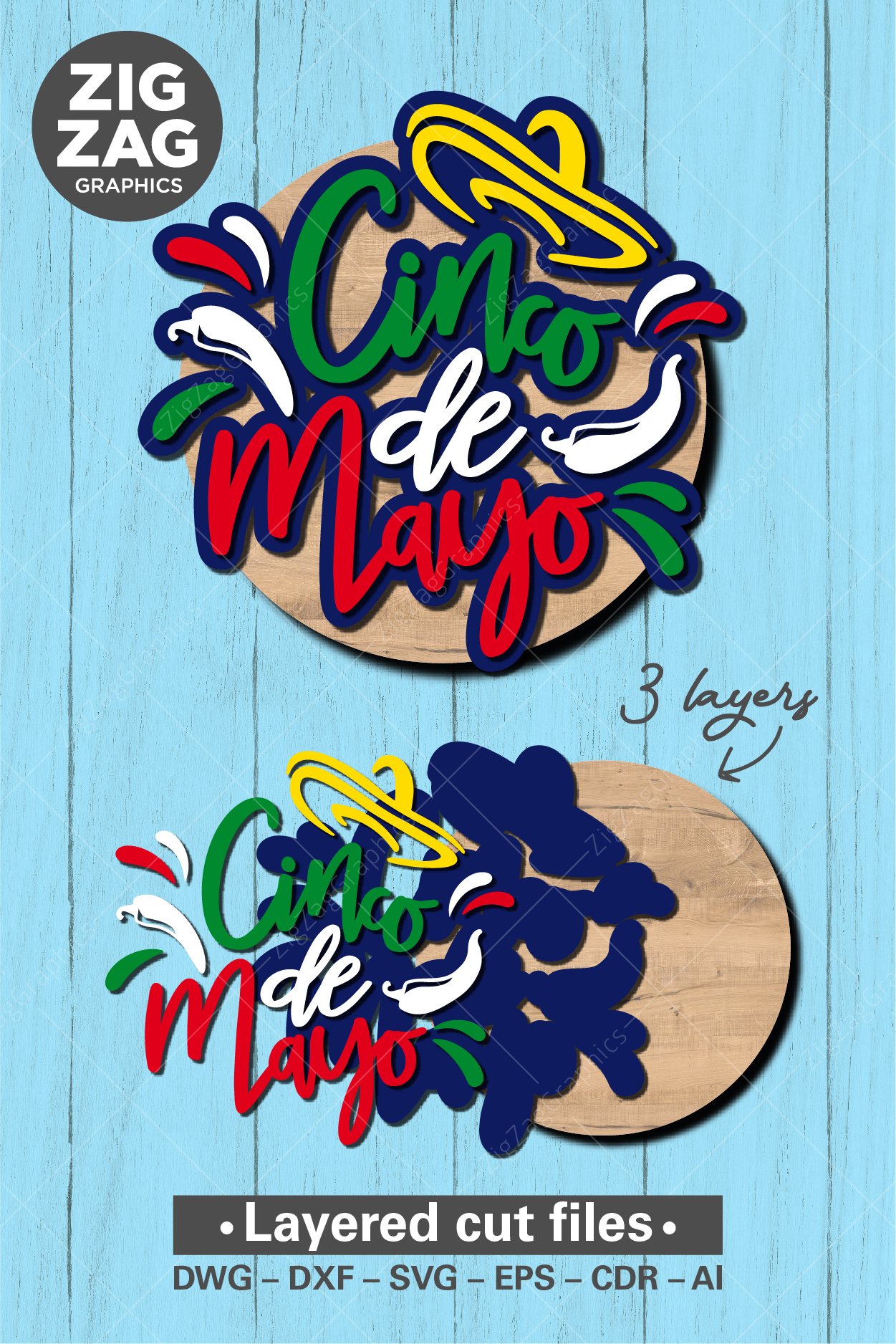 Layered Cinco de mayo Sign svg cut file, Mexican (1877931)