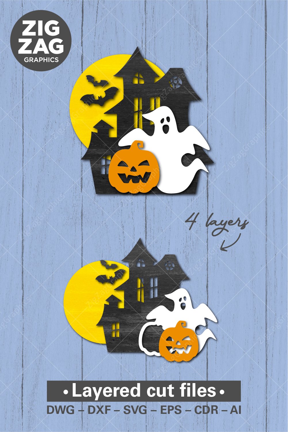 3D layered sign halloween svg cut file