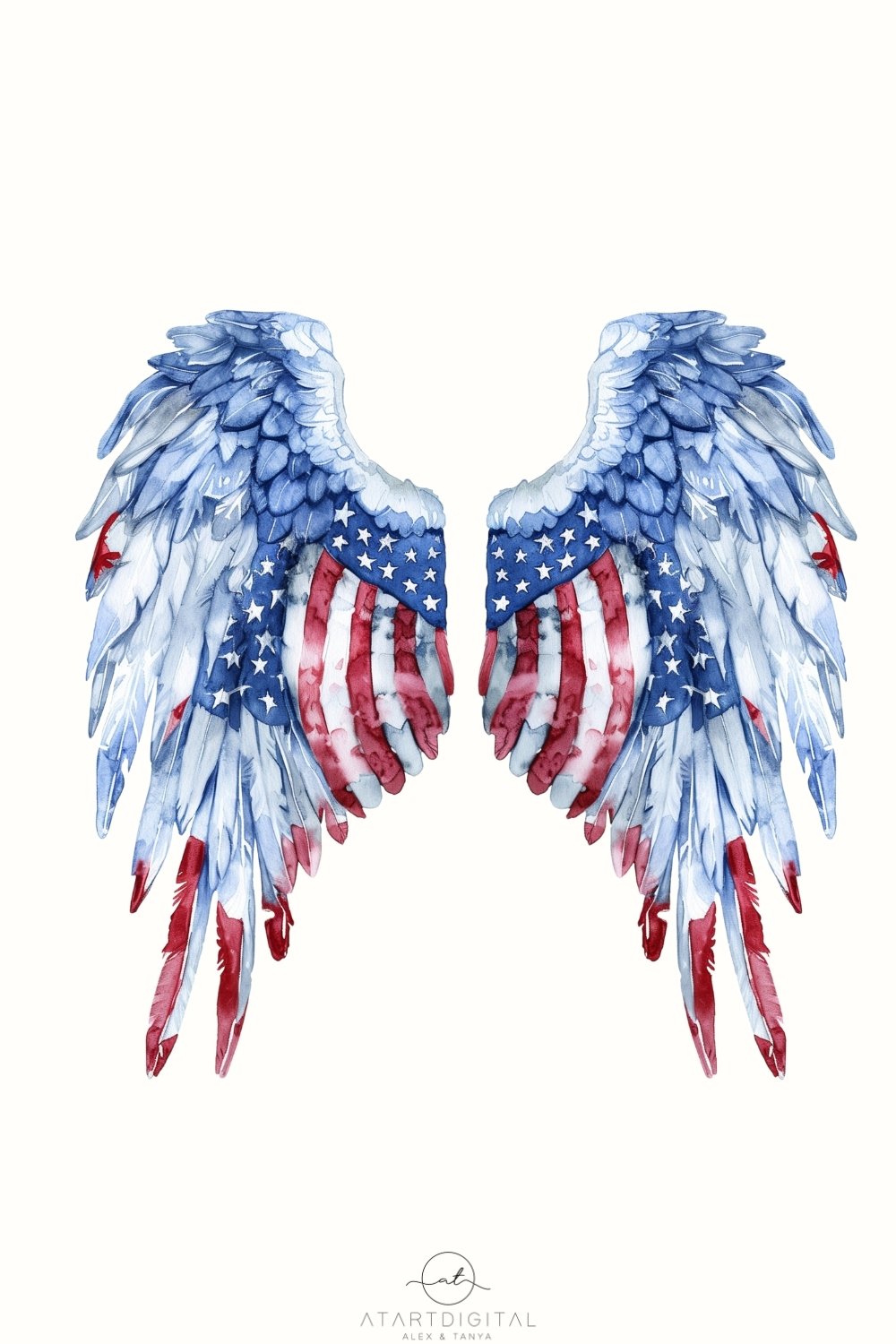 Angel Wings Fourth of July, PNG Digital File Instant Downlod
