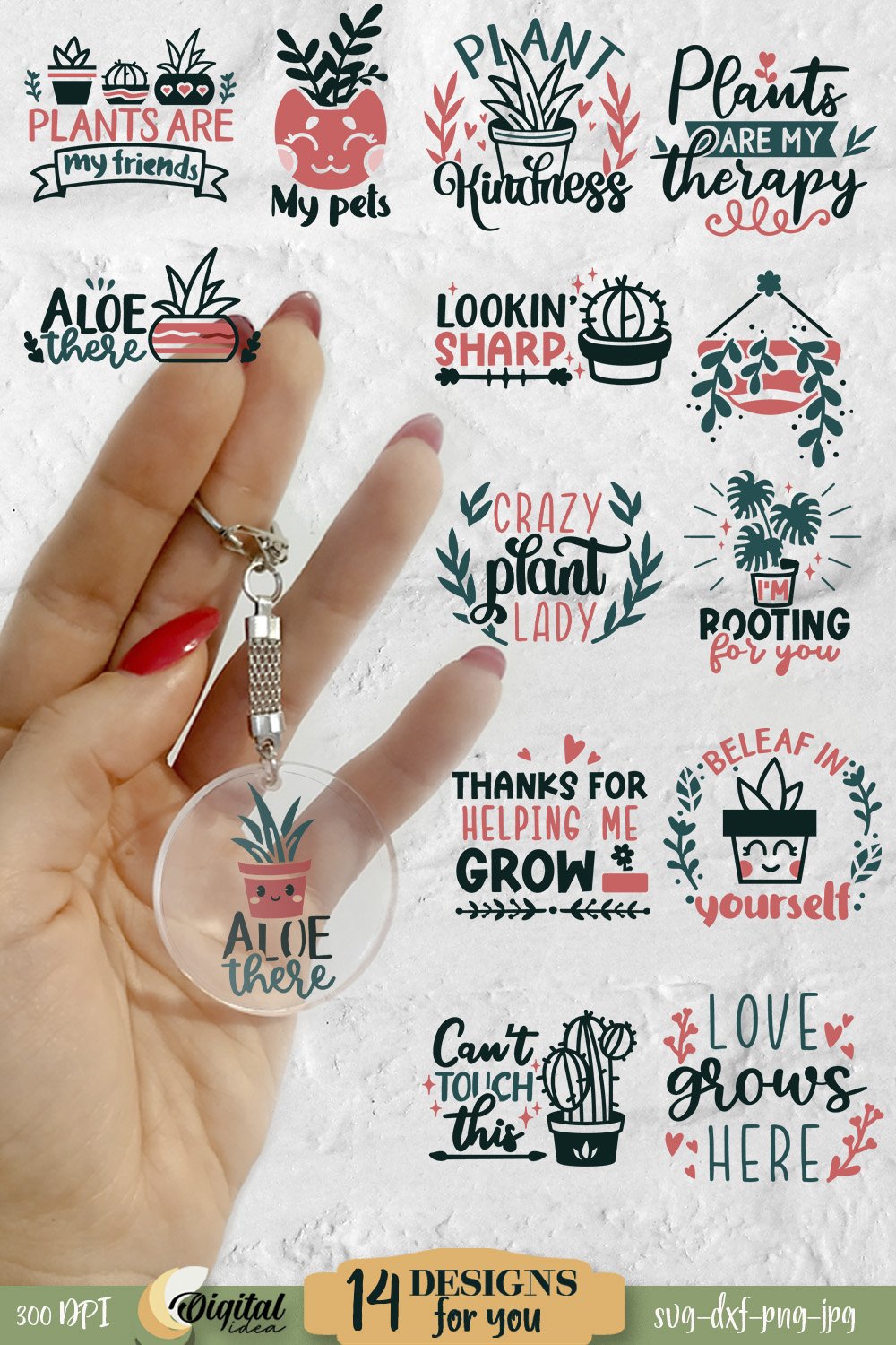 Round keychain plant lover svg bundle