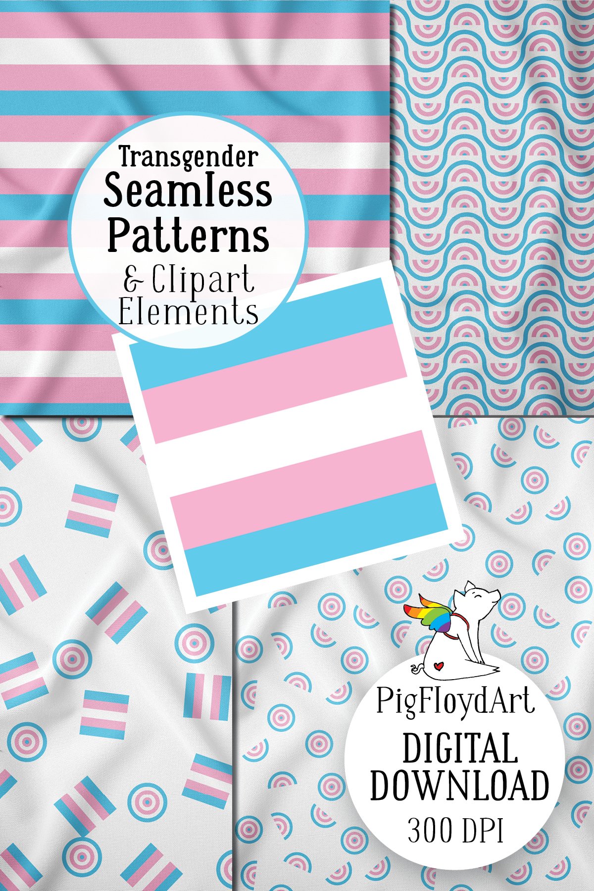 Transgender Seamless Pattern, LGBT Seamless Pattern, Rainbow
