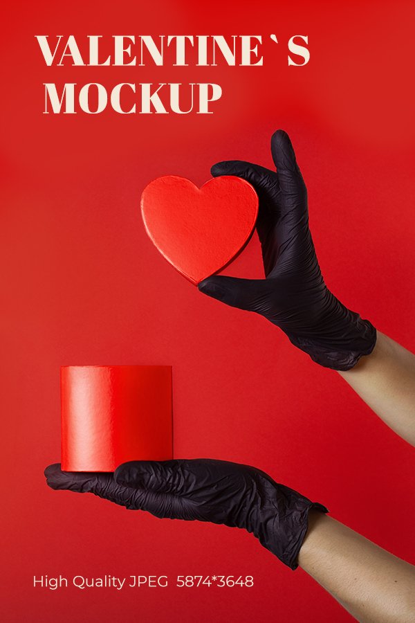 Valentines day mockup with heart shaped box