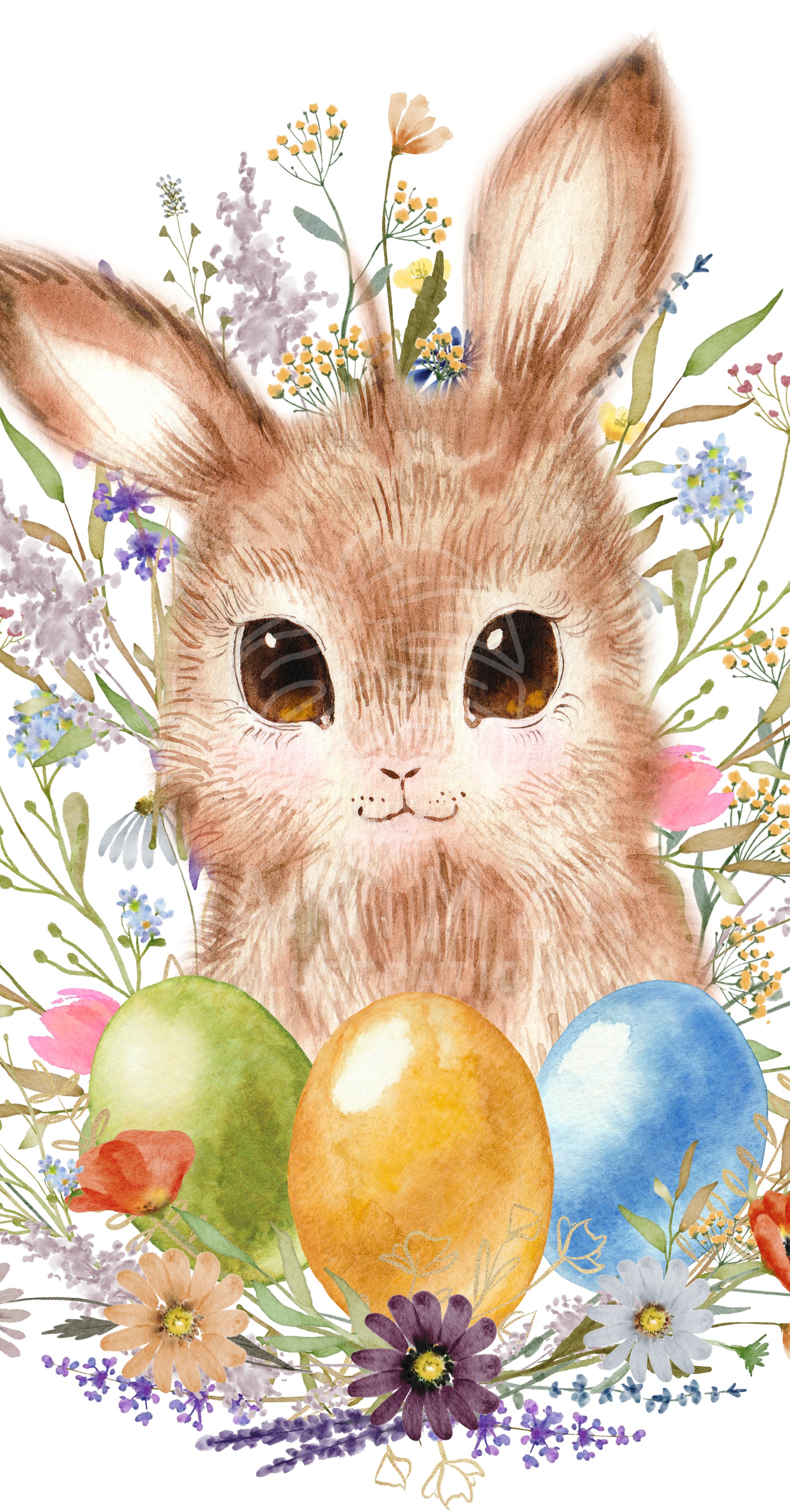 Vintage Watercolor Easter Bunny Clipart PNG, (2465089)