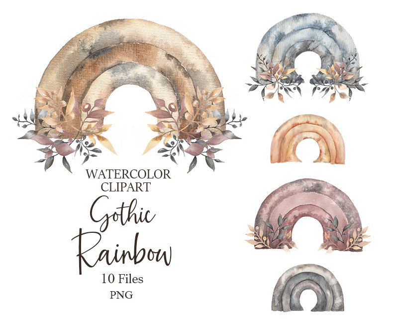 Watercolor Gothic Rainbow Set