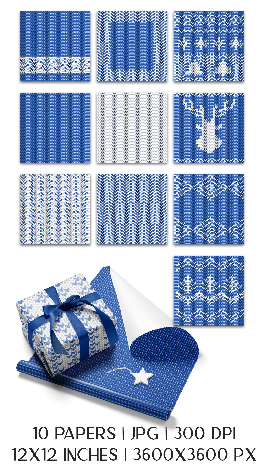 Ugly Sweater Knitting digital paper Christmas background