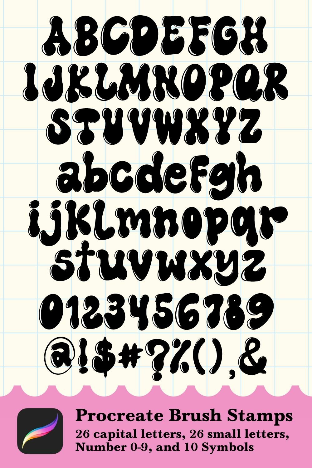 Alphabet & Number Brush Stamp Procreate