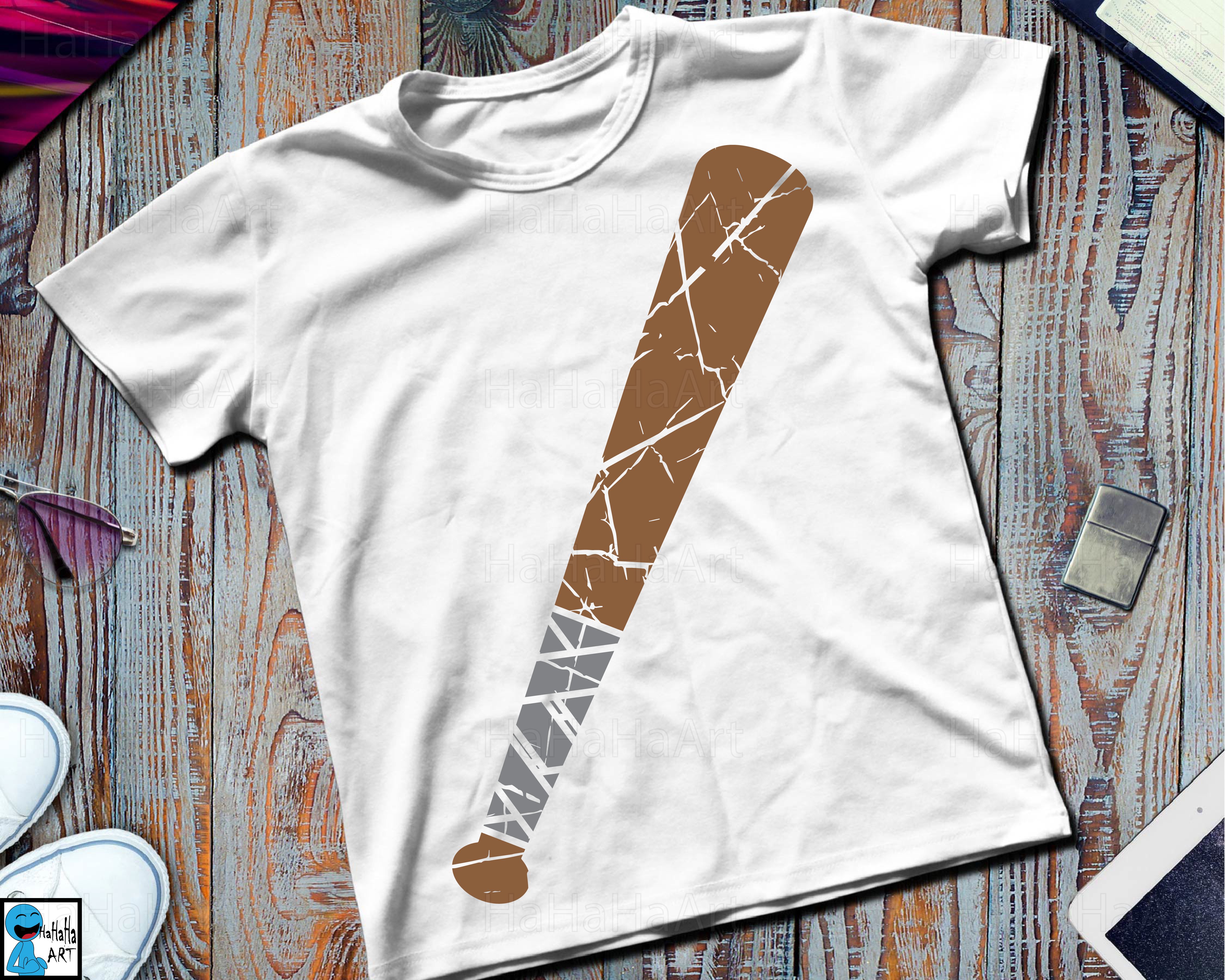 Distressed Baseball Bat - Clip art / Cutting Files 1439c