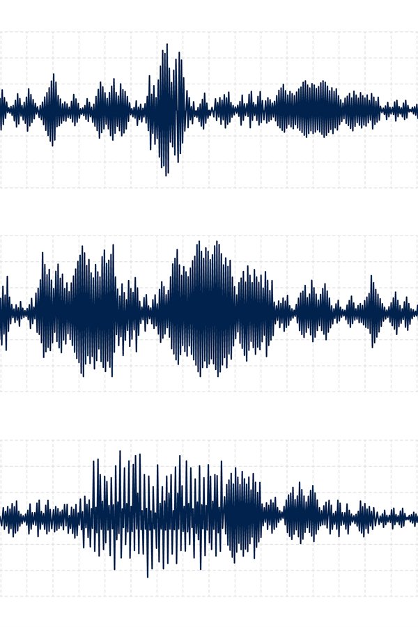 Seismograph chart. Seismic activity diagram, radio frequency