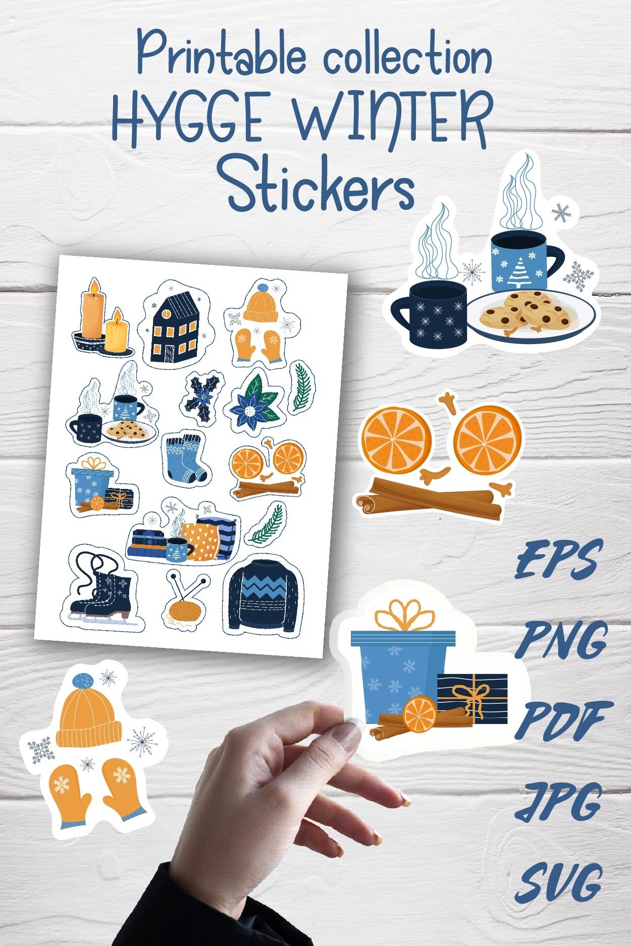 Printable Sticker collection Hygge Winter PNG, (1018403)