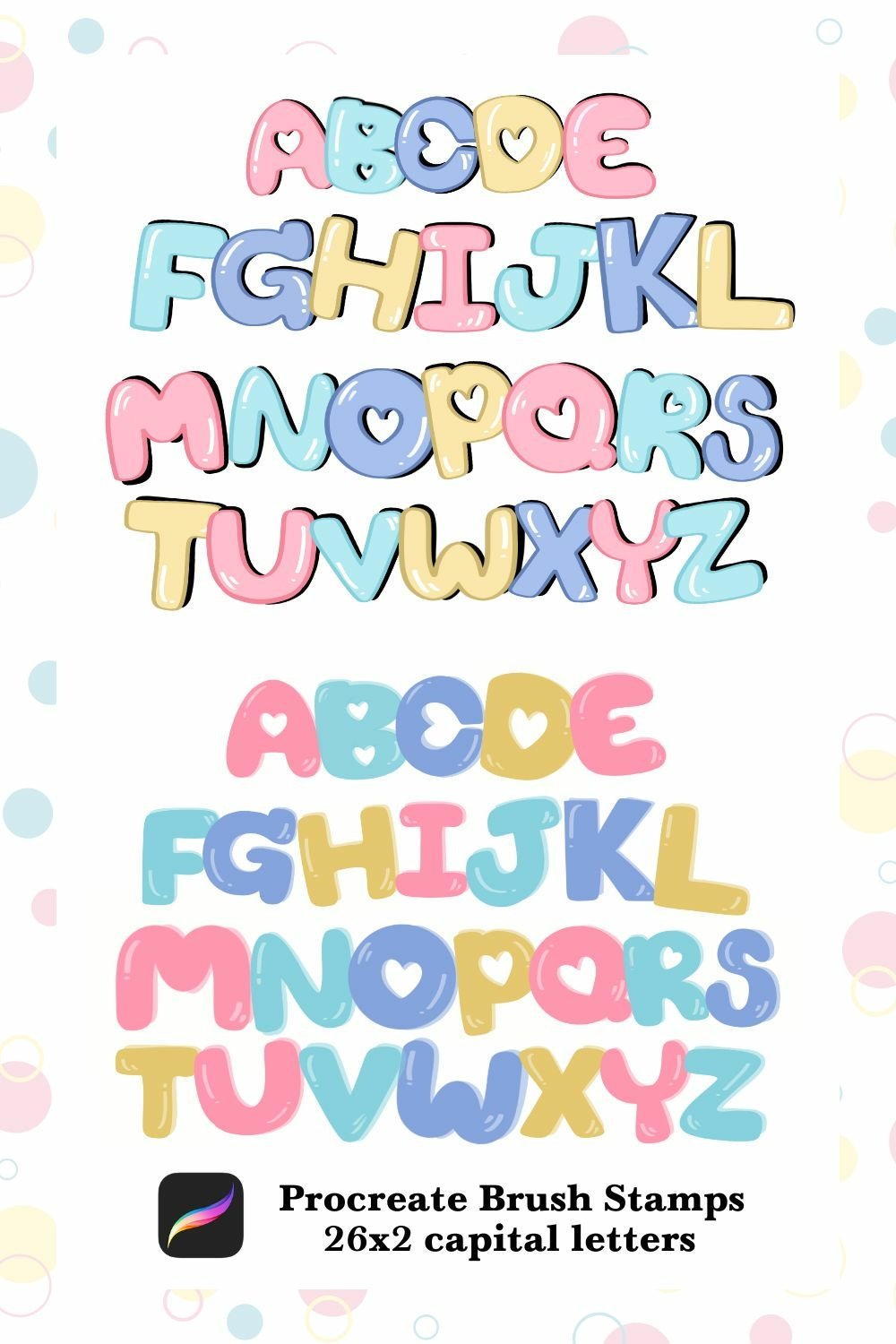 26x2 Alphabet Brush Stamps Procreate