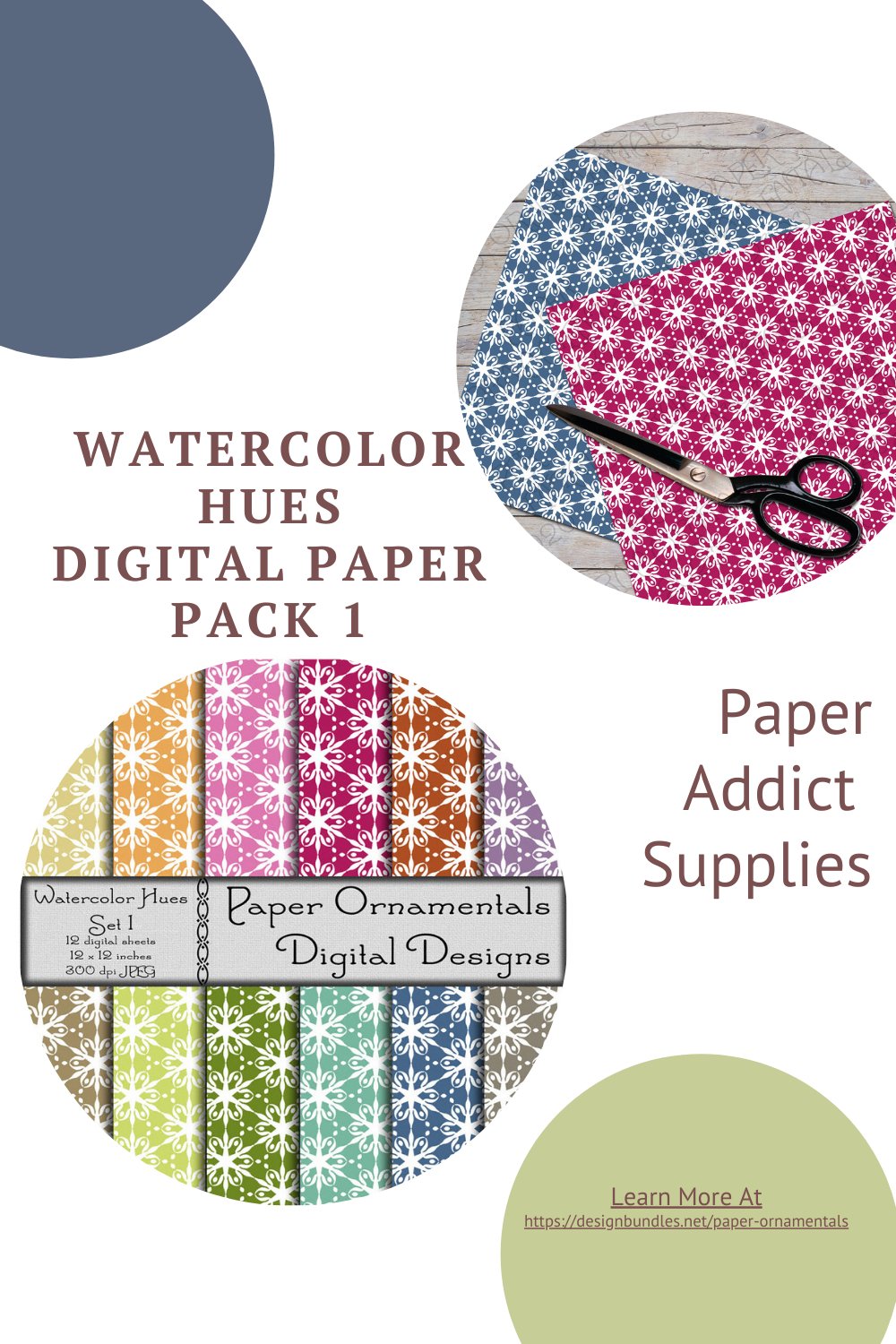 Digital Paper, Printable Papers, Watercolor Hues Set 1