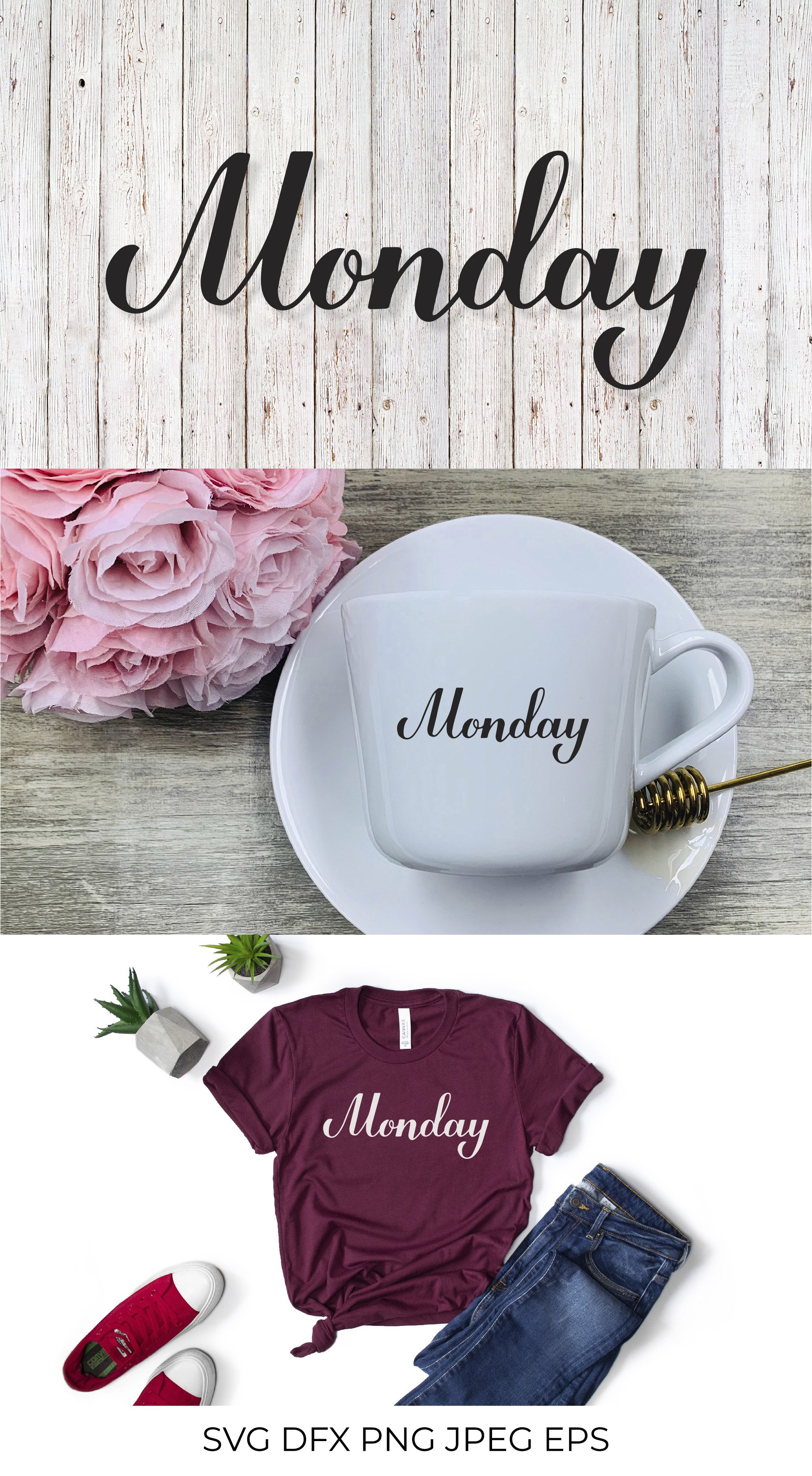 Monday SVG. Calligraphy hand lettering