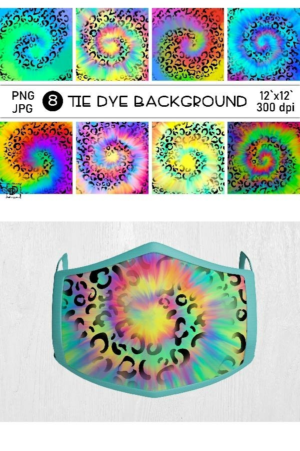 Tie Dye Leopard Bundle for Sublimation 8 Different Designs