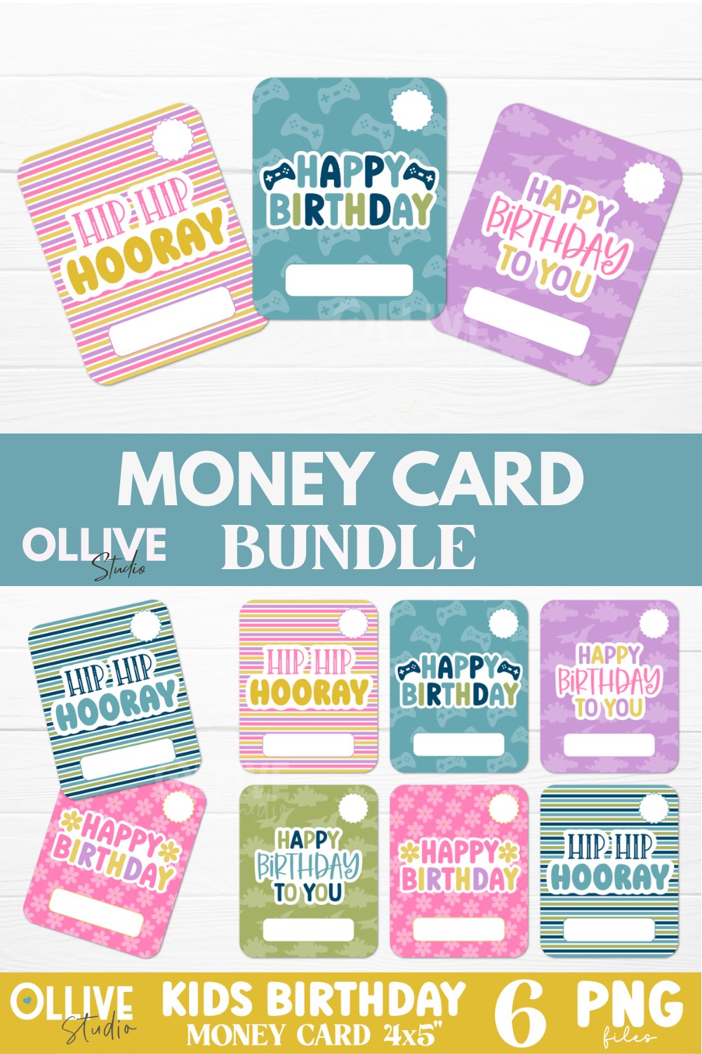 Kids Birthday Money Card PNG Bundle | Money Card PNG