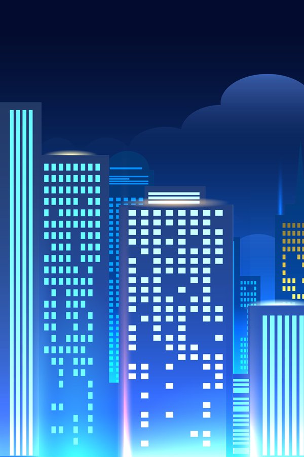 Neon lights cityscape seamless pattern