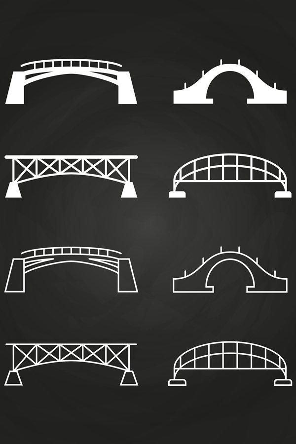 Line and outline bridges design on chalkboard