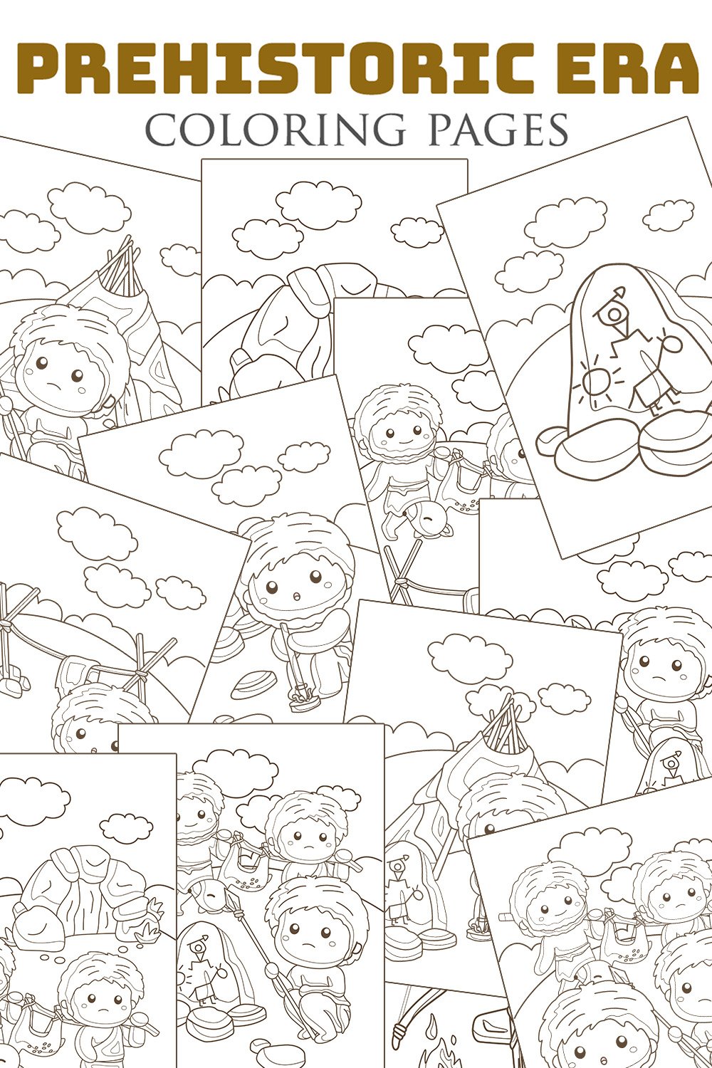 Ancient Human Prehistoric Era Cartoon Coloring Kids Activity