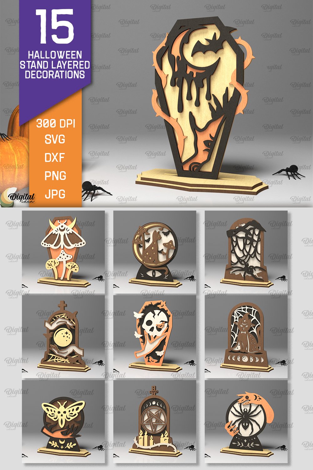 Halloween Stand Layered Decorations Laser Cut Bundle