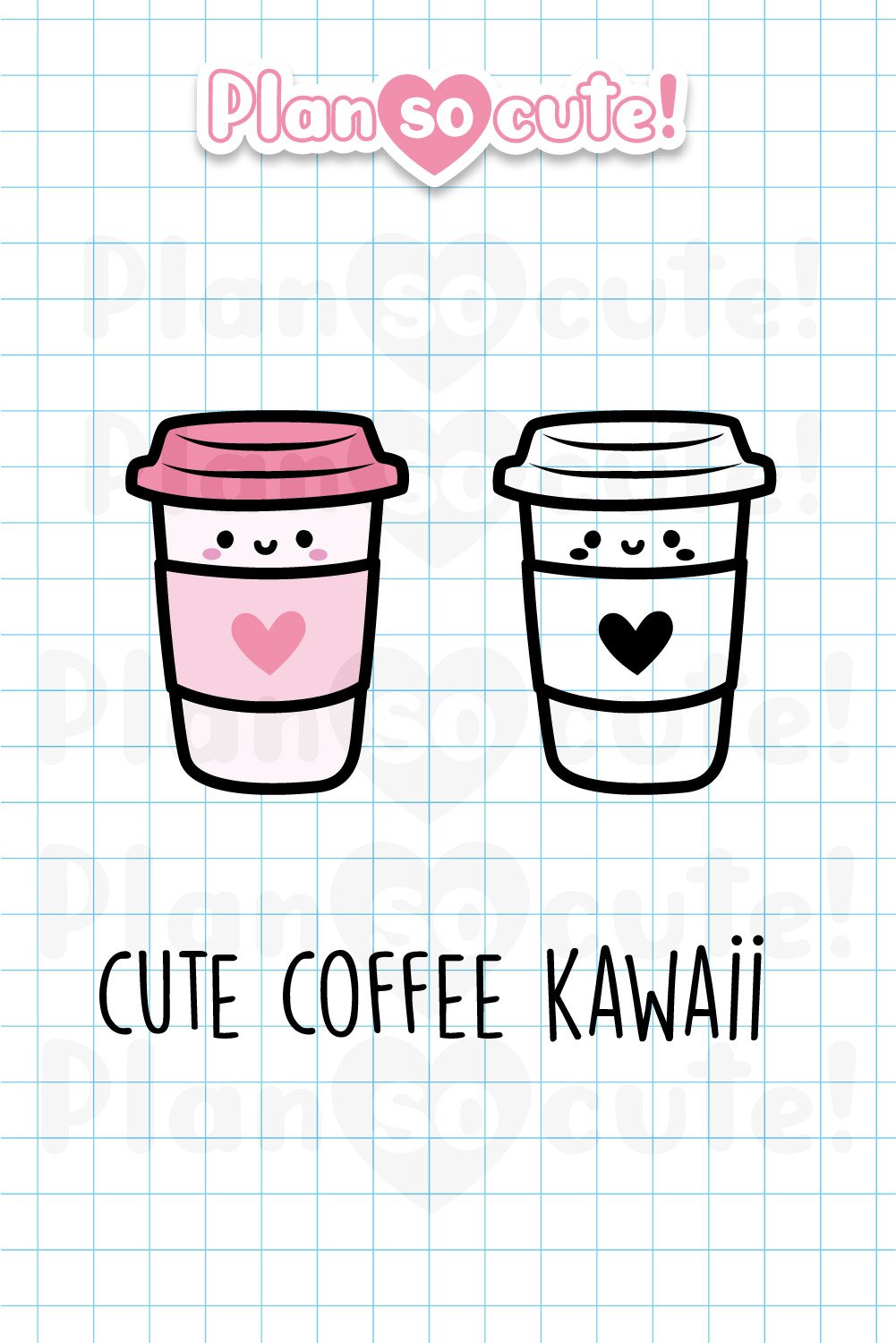 Cute Kawaii Coffee, Editable files, SVG, EPS, DXF, PNG