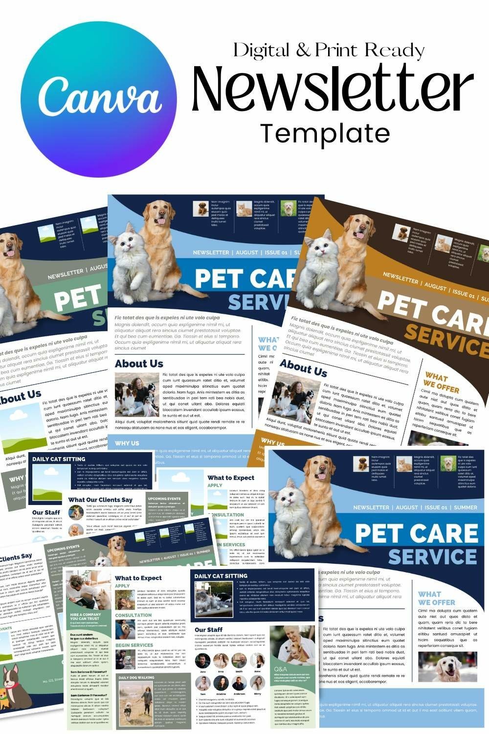 Canva Newsletter Template For Pet Care Business