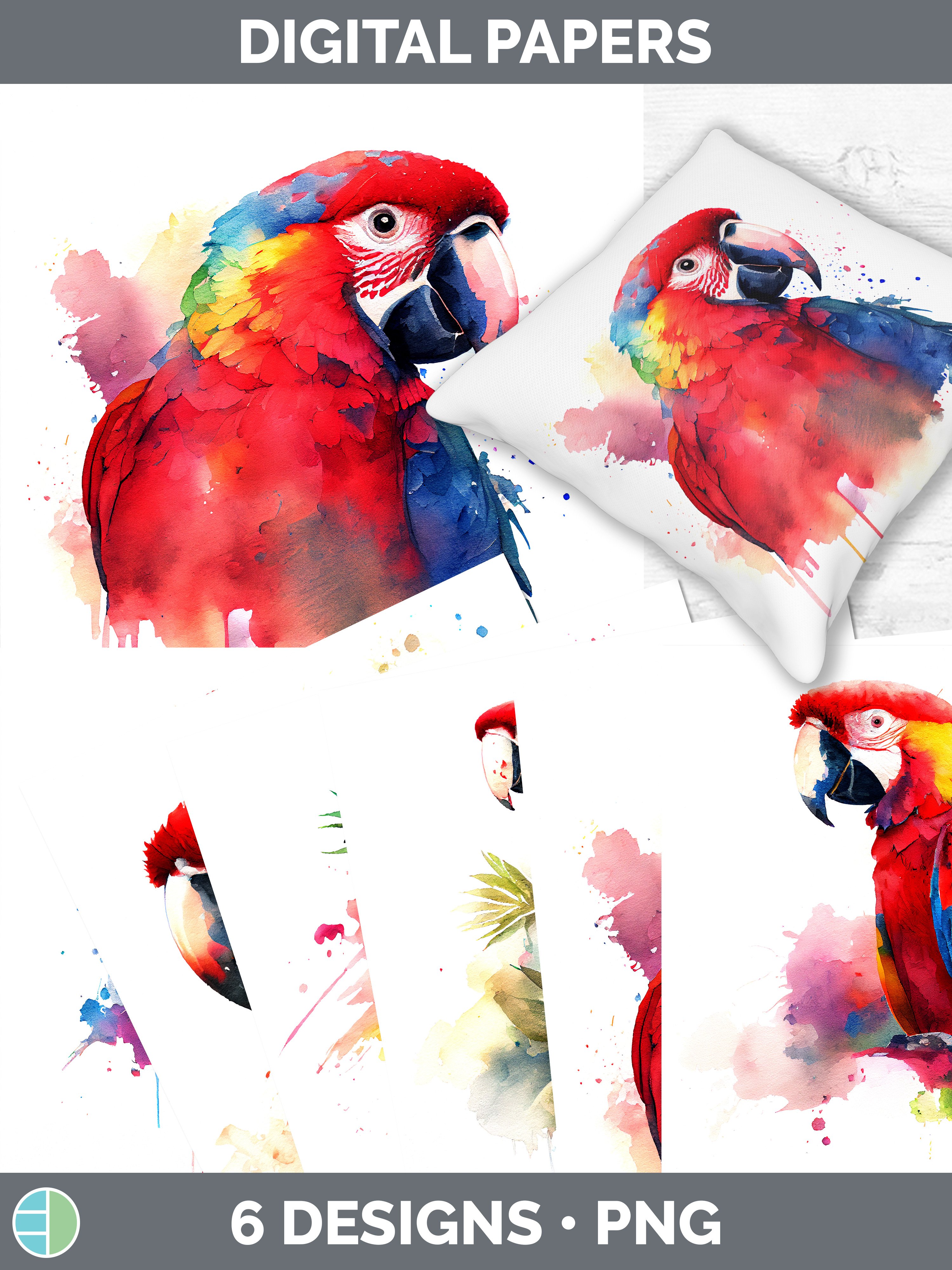 Rainbow Scarlet Macaw Paper Backgrounds | Digital Scrapbook