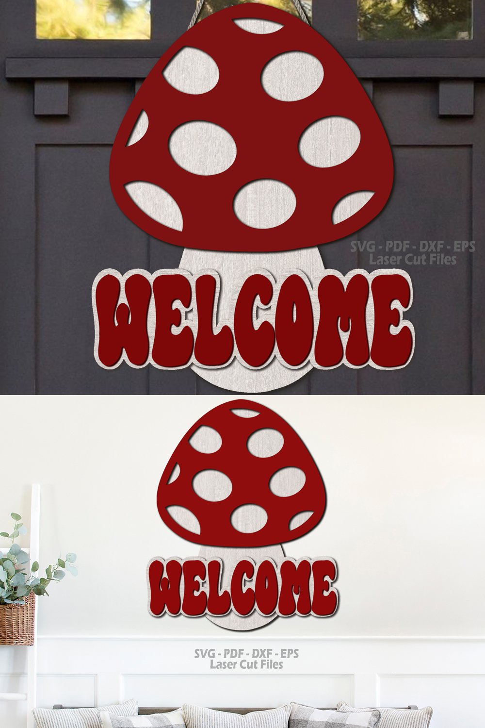 Mushroom SVG | Laser Cut Files | Summer Welcome Sign SVG