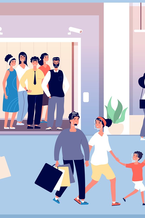 People recognition in crowd. Guys are recognized by modern f