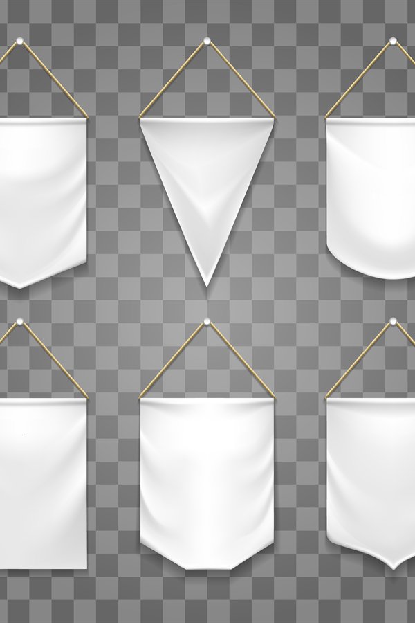 Blank white pennant set
